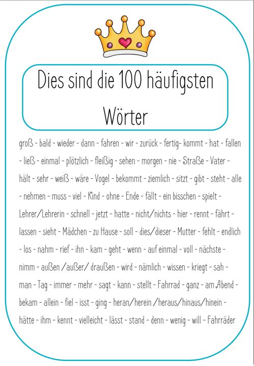 Die 100 Haufigsten Worter